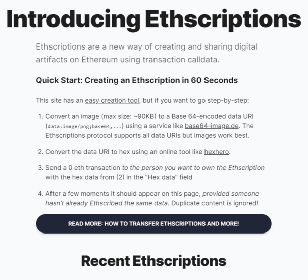 Ordinals inspire a new type of Ethereum collectible called Ethscriptions