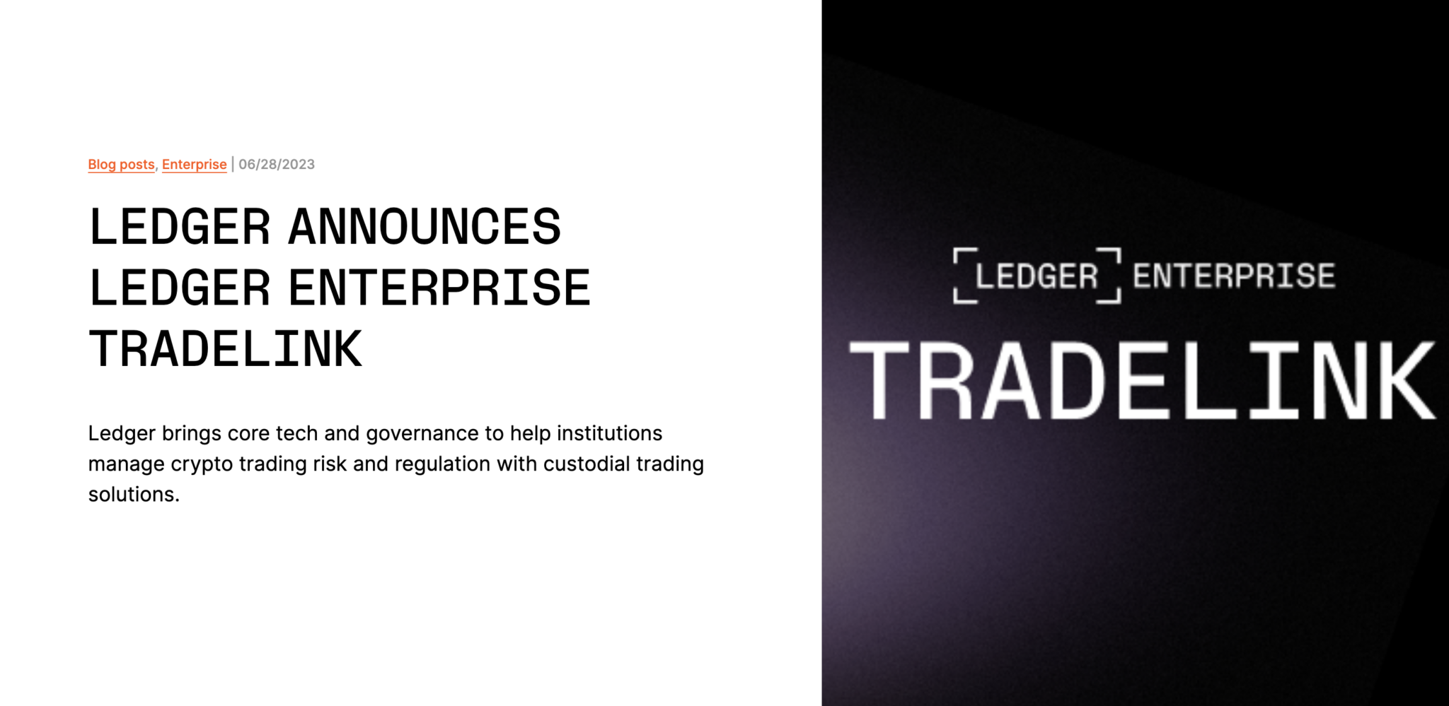 Ledger wallet launches institutional crypto trading platform